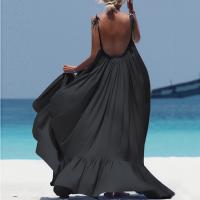 China Solid Color 155cm Women's Beachwear Dresses , Sling Backless Casual Beach Maxi Dresses for sale