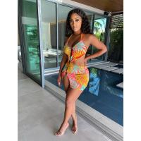 China Printed Hollow Women's Beachwear Dresses , Beach Swimming Dress For Ladies for sale