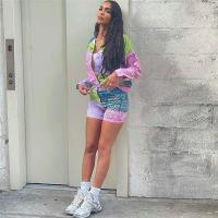 China Single Breasted Long Sleeved Ladies Two Piece Short Sets for sale