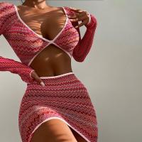 China Polyester Two Piece Casual Set See Through Mesh Printed T Shirt High Waist Bag Hip Skirt for sale