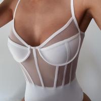 China See Through Mesh Low Cut Women's Tank Tops One Piece for sale