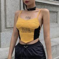China Letter Printing Ladies Camisole Tank Tops Contrast Color Stitching for sale