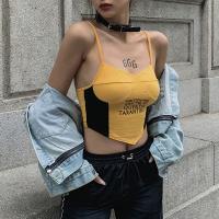 China Letter Printing Ladies Camisole Tank Tops Contrast Color Stitching for sale