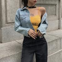 China Letter Printing Ladies Camisole Tank Tops Contrast Color Stitching for sale