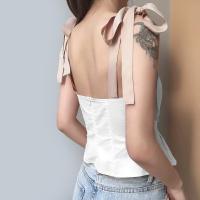 China Summer Ladies Camisole Tank Tops Ruffled Hem Straps Slim Fit for sale