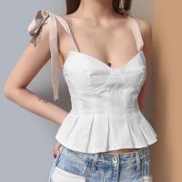China Summer Ladies Camisole Tank Tops Ruffled Hem Straps Slim Fit for sale