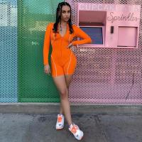 China High Waist Tight Fitting Long Sleeve Bodycon Jumpsuit With Zipper for sale