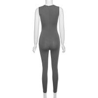 China Sport Style Sleeveless Women Bodycon Jumpsuit O Neck Zipper Up for sale