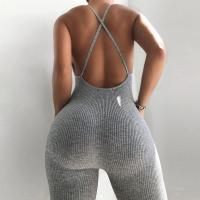 China Ribbed Sexy Women Bodycon Jumpsuit Backless Bodycon Jumpsuit for sale
