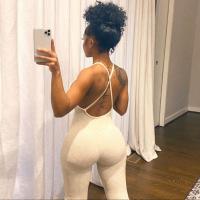 China Ribbed Sexy Women Bodycon Jumpsuit Backless Bodycon Jumpsuit for sale