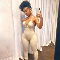 China Ribbed Sexy Women Bodycon Jumpsuit Backless Bodycon Jumpsuit for sale