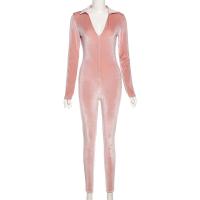 China Casual Women Bodycon Jumpsuit , Breathable Velvet One Piece Jumpsuit for sale