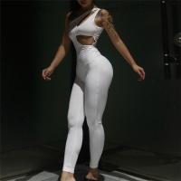 China Skinny Hollow Out Women Bodycon Jumpsuit , Casual White One Shoulder Jumpsuit for sale