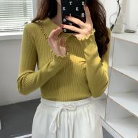 China Lapel Button Women Knit Sweater , Long Sleeve Knit Sweater for sale