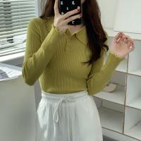 China Lapel Button Women Knit Sweater , Long Sleeve Knit Sweater for sale