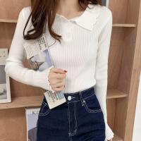 China Lapel Button Women Knit Sweater , Long Sleeve Knit Sweater for sale