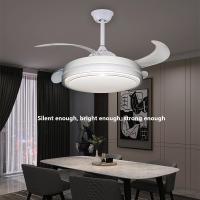 China 96W 500mm Dimmable Ceiling Fan Light , Retractable Ceiling Fan With Remote Control for sale
