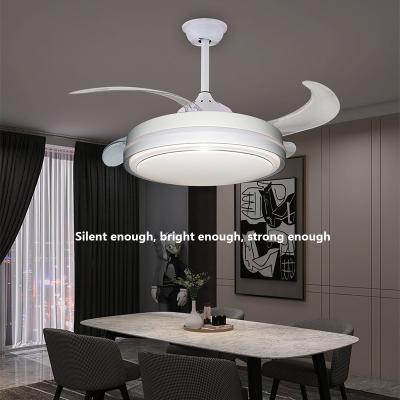 China 96W 500mm Dimmable Ceiling Fan Light , Retractable Ceiling Fan With Remote Control for sale