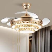 China Remote Control LED Fan Lights 72W 500mm 42 Inch Retractable Ceiling Fan for sale