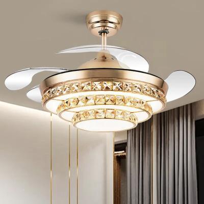 China Remote Control LED Fan Lights 72W 500mm 42 Inch Retractable Ceiling Fan for sale