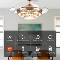 China Remote Control LED Fan Lights 72W 500mm 42 Inch Retractable Ceiling Fan for sale