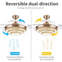 China Remote Control LED Fan Lights 72W 500mm 42 Inch Retractable Ceiling Fan for sale