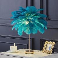 China Romantic Decoration Desk Night Light LED Metal Contemporary Ostrich Feather Table Lamp for sale