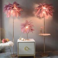 China Romantic Decoration Desk Night Light LED Metal Contemporary Ostrich Feather Table Lamp for sale