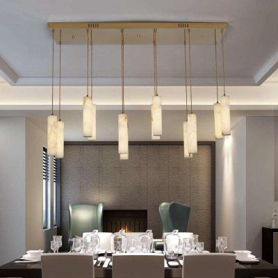 China Creative Design Alabaster Chandelier Hotel Lobby Dining Room Long Strip Marble LED Pendant Light for sale
