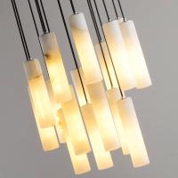 China Creative Design Alabaster Chandelier Hotel Lobby Dining Room Long Strip Marble LED Pendant Light for sale