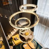 China Hotel Lobby Crystal Ceiling Hanging Lamp , Staircase Round Ring Chandelier Pendant Light for sale