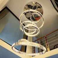 China Hotel Lobby Crystal Ceiling Hanging Lamp , Staircase Round Ring Chandelier Pendant Light for sale