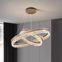 China 2025 New Simple Creative Crystal Hanging Lamp Circle Living Room Ceiling Chandelier Home LED Pendant Light for sale