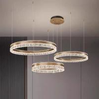 China 2025 New Simple Creative Crystal Hanging Lamp Circle Living Room Ceiling Chandelier Home LED Pendant Light for sale