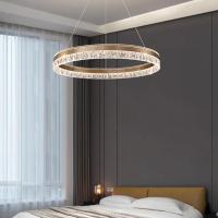China 2025 New Simple Creative Crystal Hanging Lamp Circle Living Room Ceiling Chandelier Home LED Pendant Light for sale