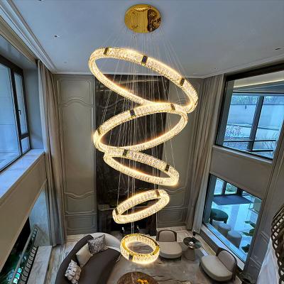 China Tri Color  Ceiling Hanging Lamp , Home Staircase Circle LED Pendant Light for sale