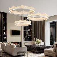 China Gold Modern Crystal Hanging Chandelier , Large Round Crystal Pendant Light for sale