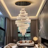 China Crystal Modern Staircase Chandelier Lighting , Custom Large LED Pendant Light Fixtures for sale