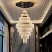 China Crystal Modern Staircase Chandelier Lighting , Custom Large LED Pendant Light Fixtures for sale