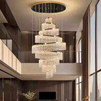 China Crystal Modern Staircase Chandelier Lighting , Custom Large LED Pendant Light Fixtures for sale