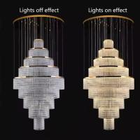 China Crystal Modern Staircase Chandelier Lighting , Custom Large LED Pendant Light Fixtures for sale