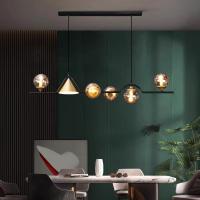 China Gold Living Room Chandelier Glass Ball Hanging Lamp Modern Gold LED Pendant Light for sale