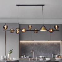 China Gold Living Room Chandelier Glass Ball Hanging Lamp Modern Gold LED Pendant Light for sale