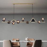 China Gold Living Room Chandelier Glass Ball Hanging Lamp Modern Gold LED Pendant Light for sale