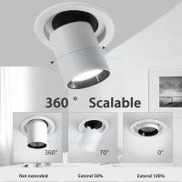 China Adjustasble Recessed LED Spotlights 10W 15W 25W 30W COB Retractable Downlight for sale