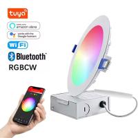 China 4 Inch 6 Inch Smart LED Down Light Tuya Airtight LED Downlights Slim Panel LED Light IP44 for sale