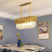 China Rectangular Gold Plated Clear Crystal Ceiling Lamp , Large Hanging Chandelier Lighting for sale