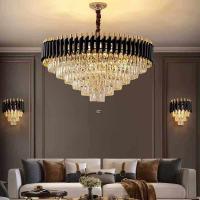 China Luxury Round LED Chandelier Lights 3000K Living Room Crystal Chandelier Lighting for sale