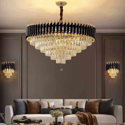 China Luxury Round LED Chandelier Lights 3000K Living Room Crystal Chandelier Lighting for sale