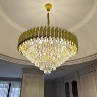 China Luxury Round LED Chandelier Lights 3000K Living Room Crystal Chandelier Lighting for sale